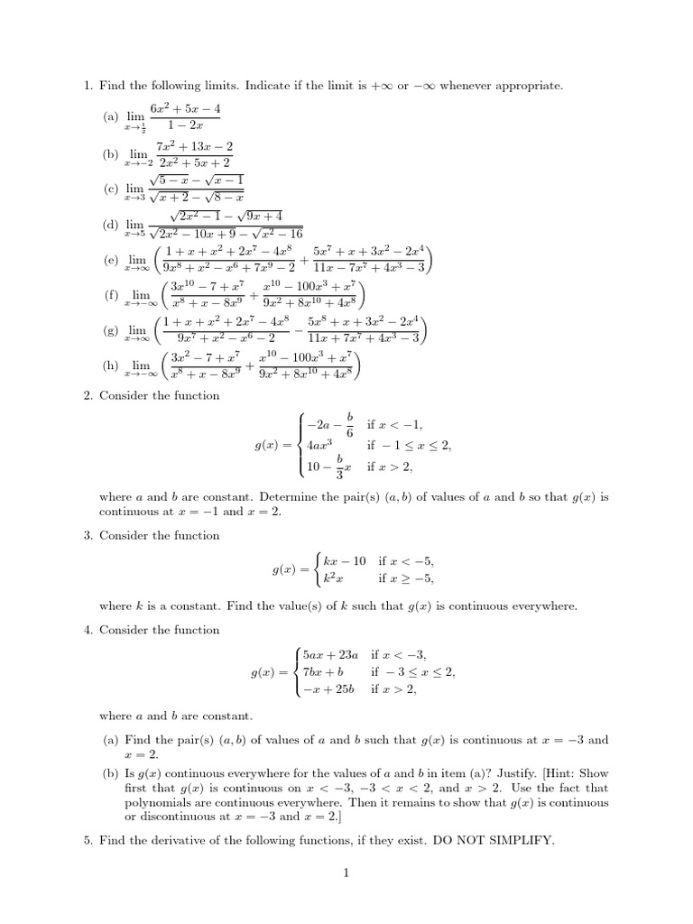 MATH 30.13 Long Test 1 Practice Problems-3 | PDF | Tangent | Mathematics