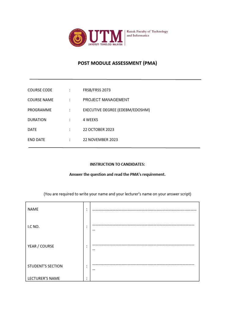 Pma Project Management | PDF | Risk | Business