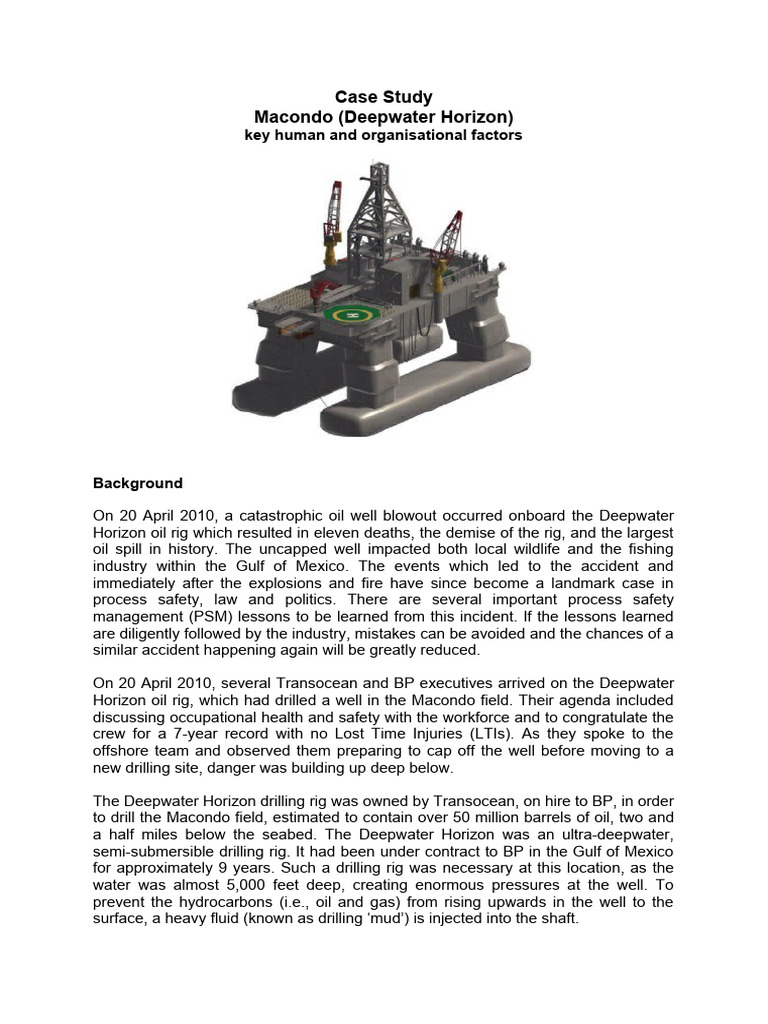 Macondo Oil Spill: Human Factors Analysis | PDF | Deepwater Horizon Oil ...