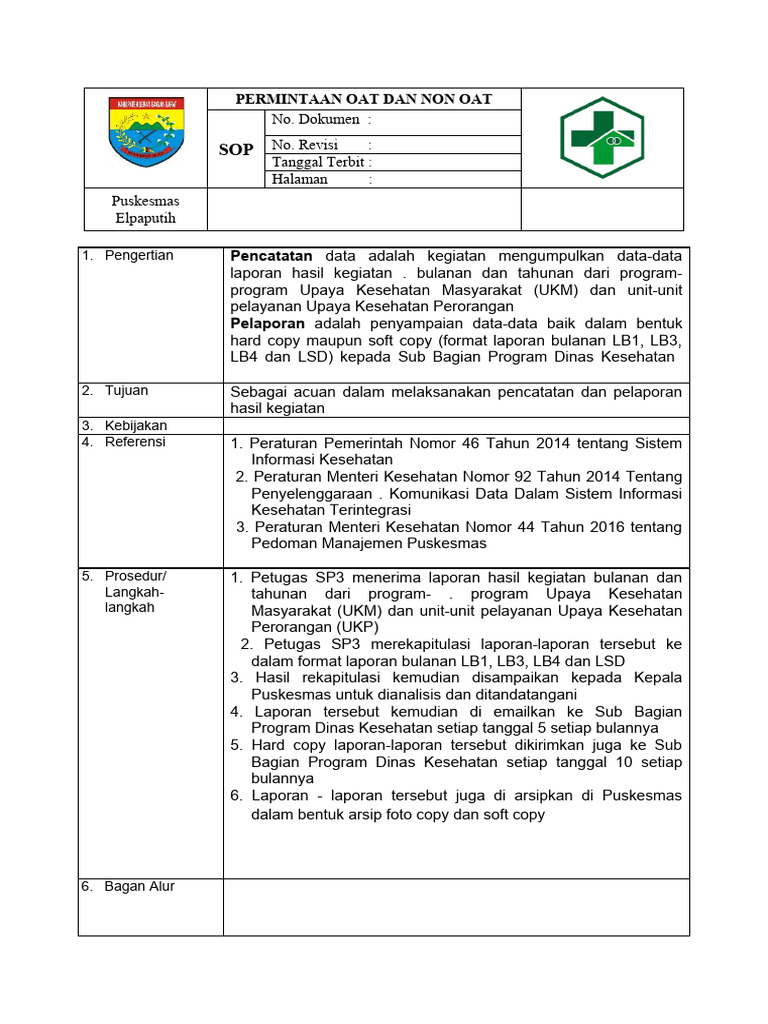Sop Pencatatan Dan Pelaporan Data | PDF