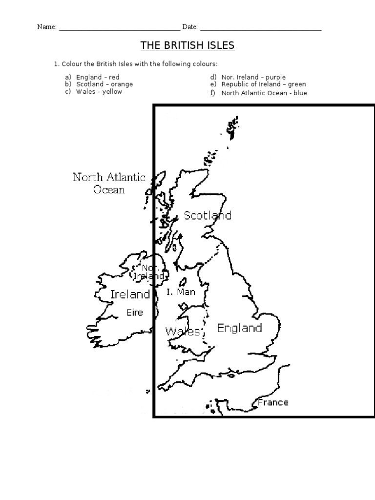 Color the British Isles Activity Sheet | PDF | Social Science | Travel