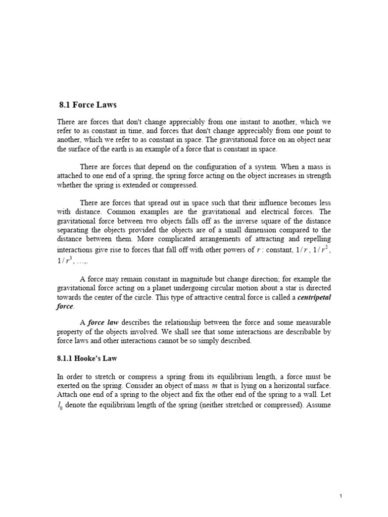 MIT8 01F16 Chapter8.1 | PDF | Force | Gravity