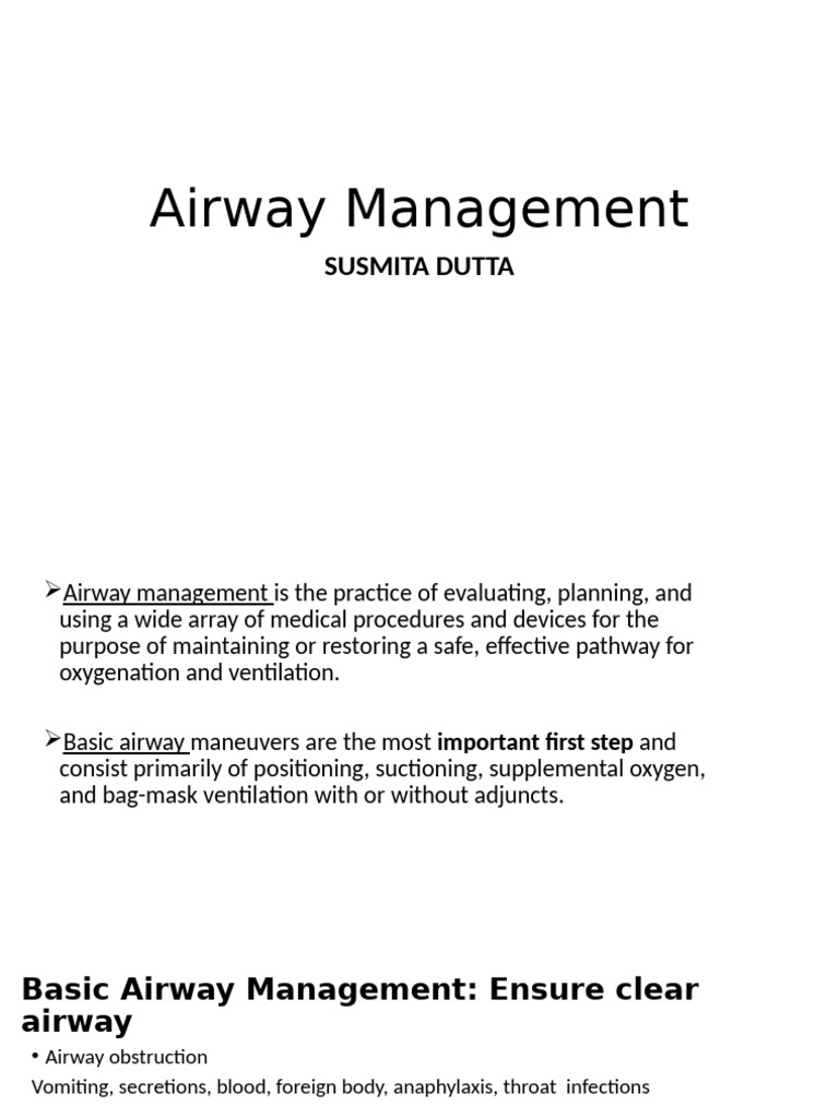 Airway Management-1 | PDF | Clinical Medicine | Intensive Care Medicine