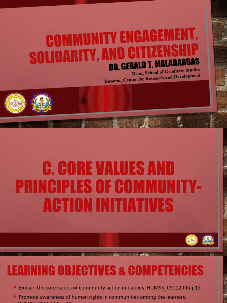 Cesc p3 Core Values and Principles of Community Action Initiatives | PDF | Social Justice ...