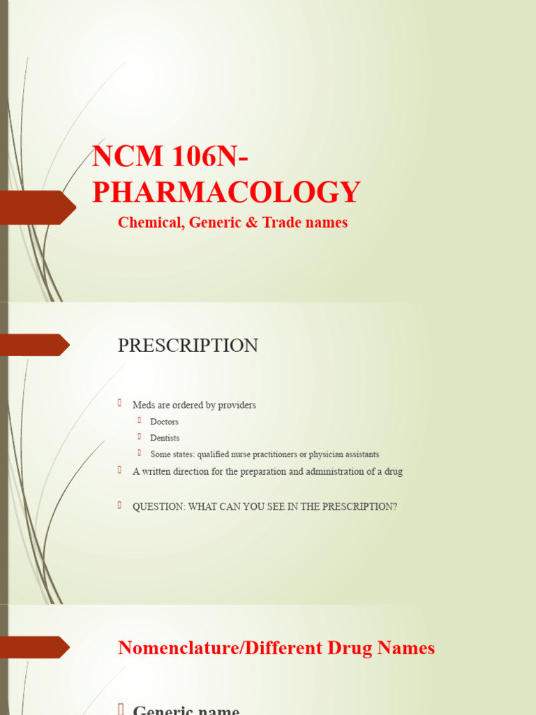 Chemical Generic Trade Names Presentation 2 | PDF | Self-Improvement