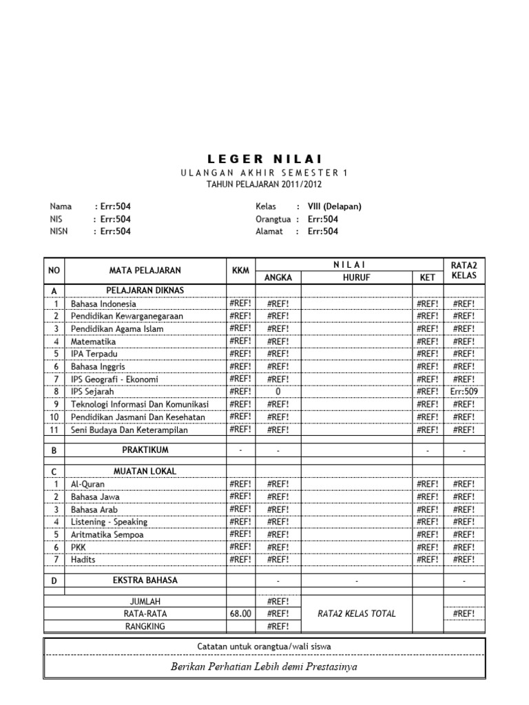 Rapot Pts 8 CRB SMT 1 Print | PDF