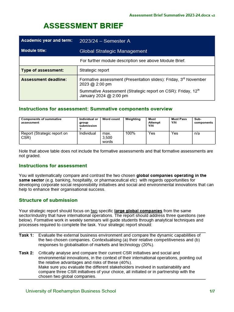 Strategic Report on CSR Initiatives | PDF | Corporate Social ...