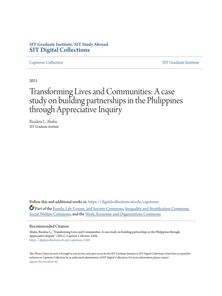 Transforming Lives and Communities - A Case Study On Building Part | Download Free PDF | Poverty ...