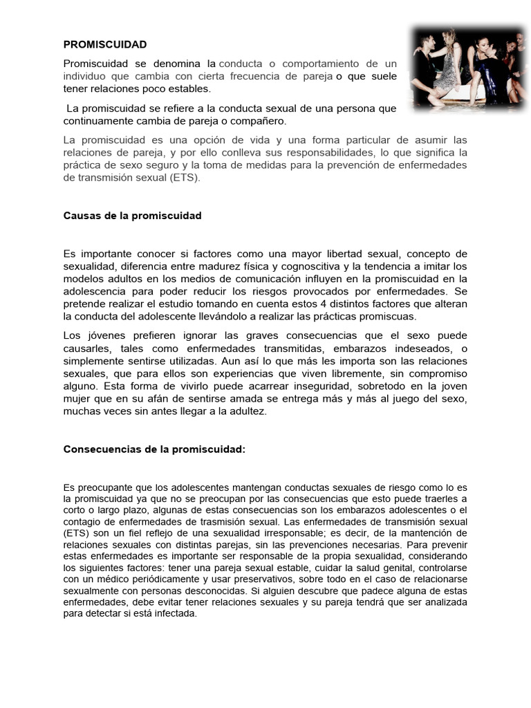 Promiscuidad | PDF | Infección transmitida sexualmente | Medicina CLINICA