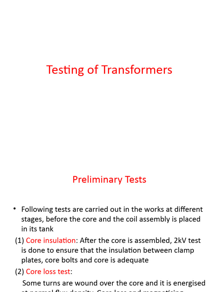 Transformer Testing Procedures and Standards | PDF | Transformer ...