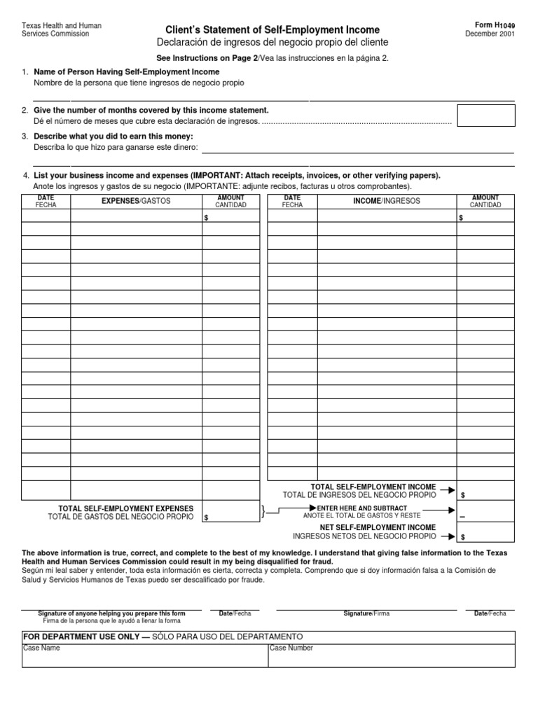 Blank Snap Self Employment Income Verification Form | PDF | Economias