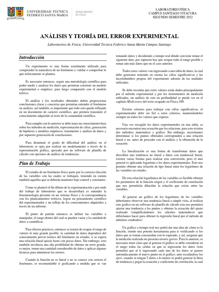 Analisis y Teoría del Error Experimental 2do v2022 | PDF | Medición | Exactitud y precisión
