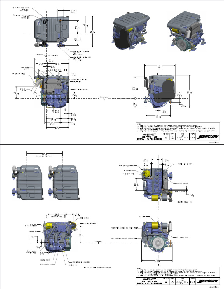 2lt Inboard Technical Drawing | PDF | Engines | Manual Transmission