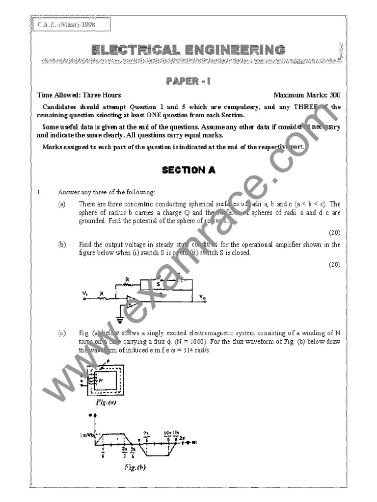 IAS Mains Electrical Engineering 1998 | PDF