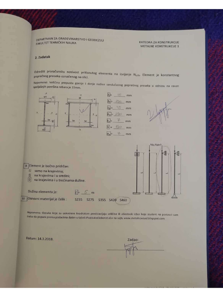 Zadatak 2 Metalne Konstrukcije 1 Elaborat | PDF