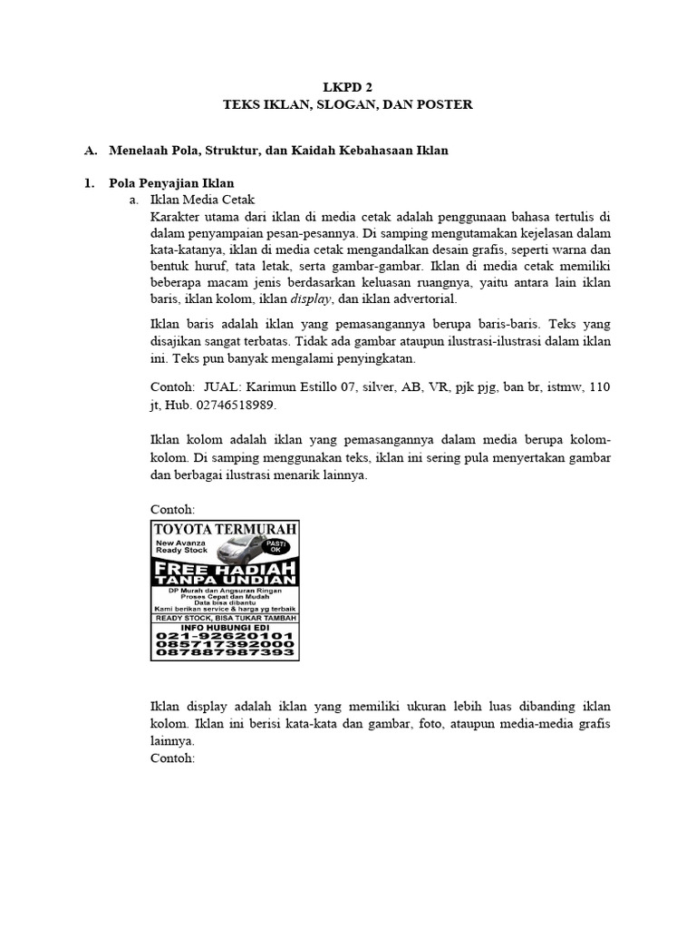 LKPD 2 Teks Iklan | PDF