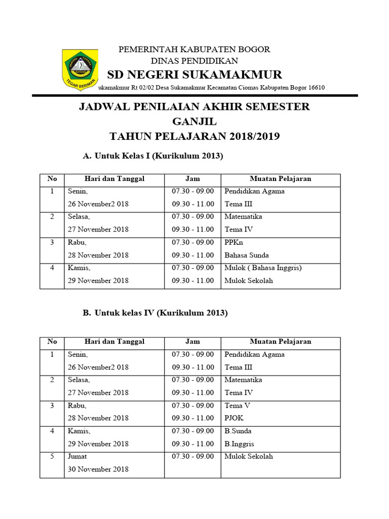 Jadwal Pas | PDF