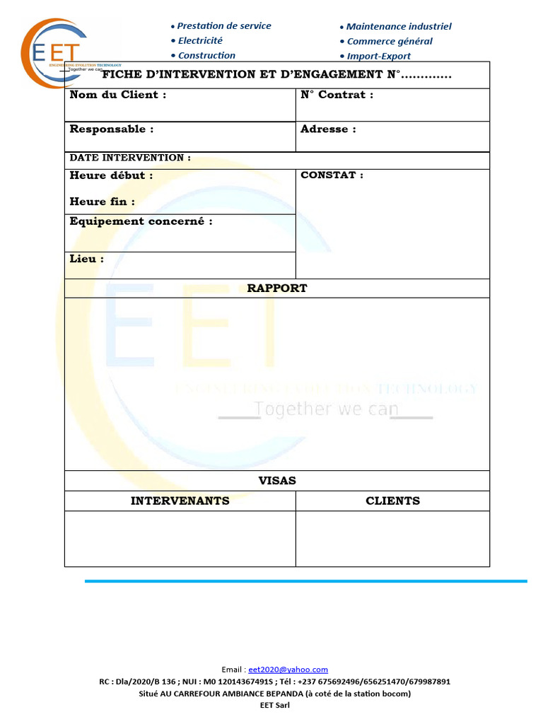 FICHE D'INTERVENTION Ok | PDF