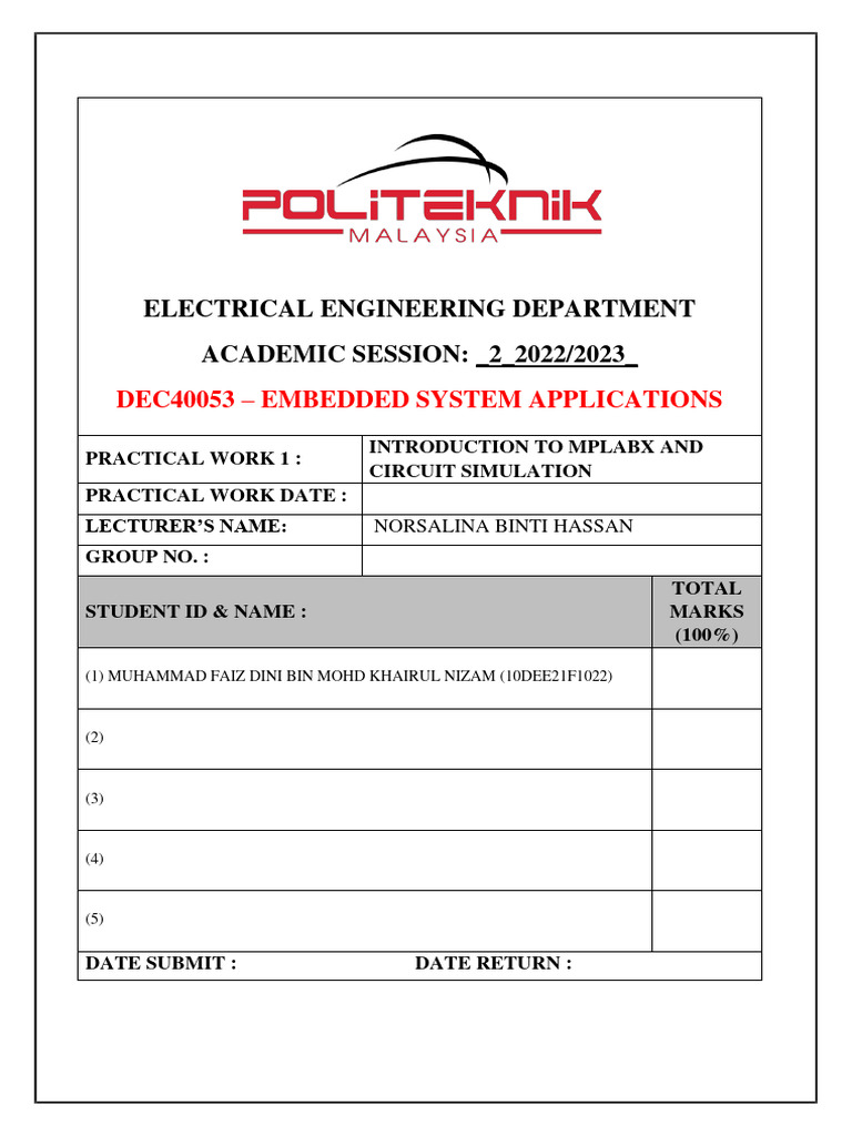 PW1 Labsheet Embd System Faiz | PDF | Microcontroller | Software Engineering