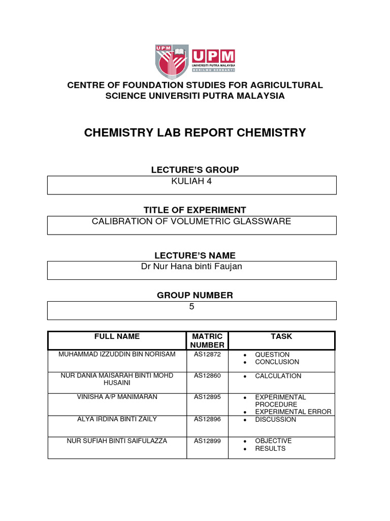 Chemistry Lab: Glassware Calibration | PDF | Accuracy And Precision ...