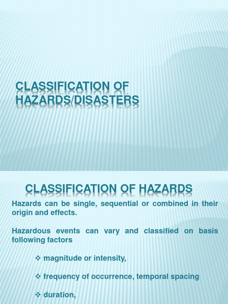 Classification of Hazards and Disasters | PDF | Hazards | Natural Disasters