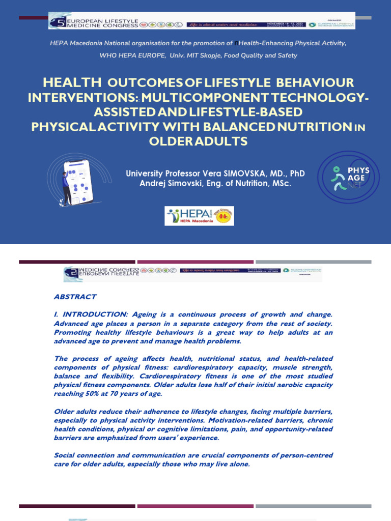ELMO Congress, 2023 - Vera Simovska, MD., PhD. | PDF | Physical Fitness ...
