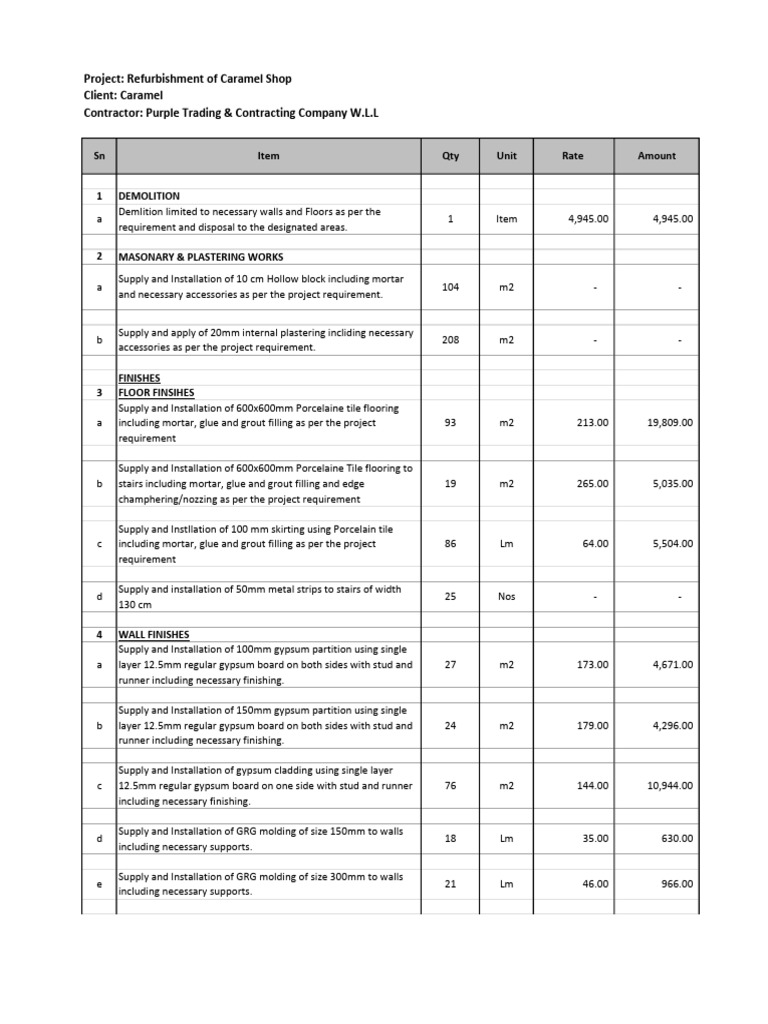 Revised BOQ | PDF | Drywall | Tile