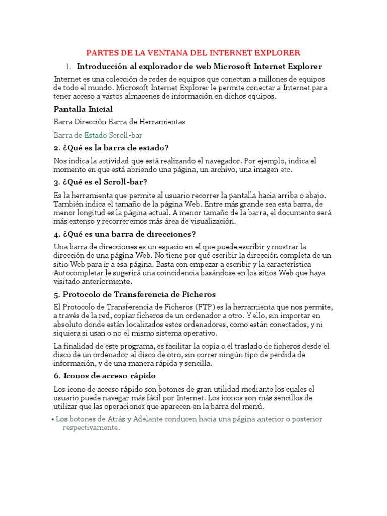 Partes de La Ventana Del Internet Explorer | PDF | Protocolo de ...