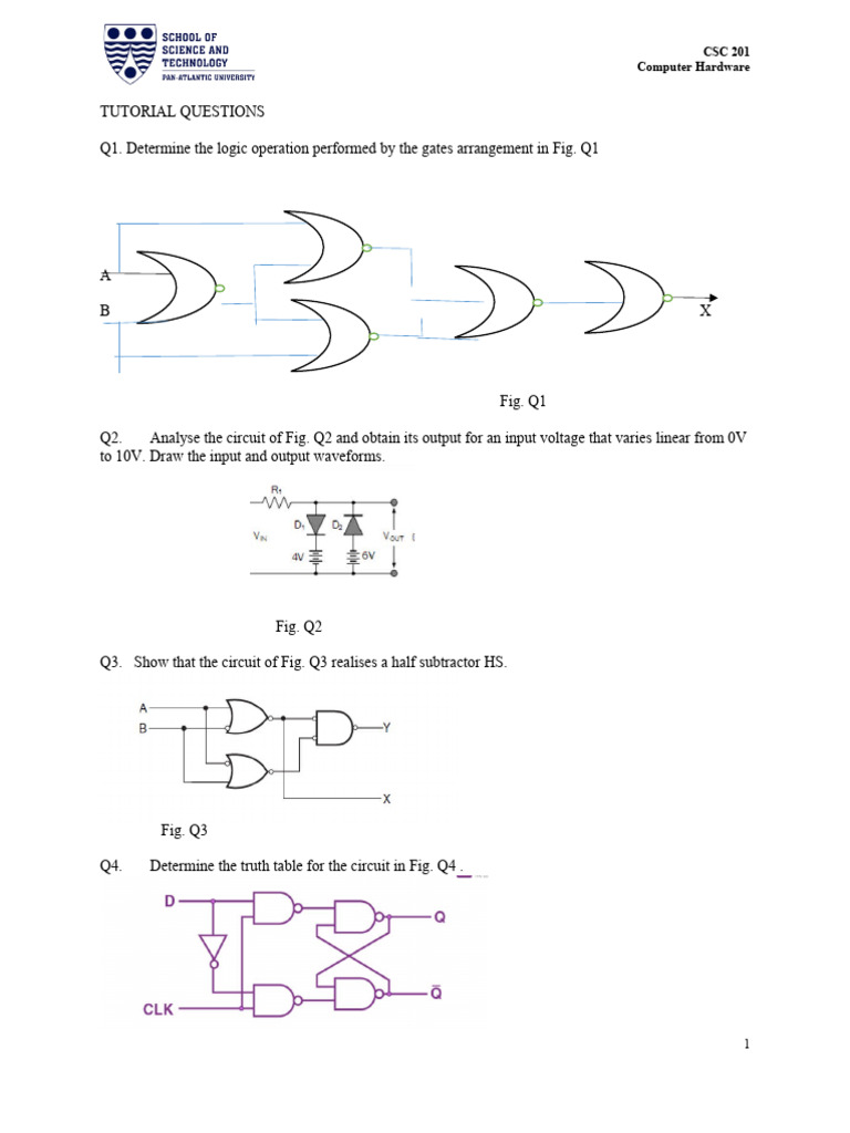 Tutorial Questions-Updated | PDF | Logic Gate | Boolean Algebra