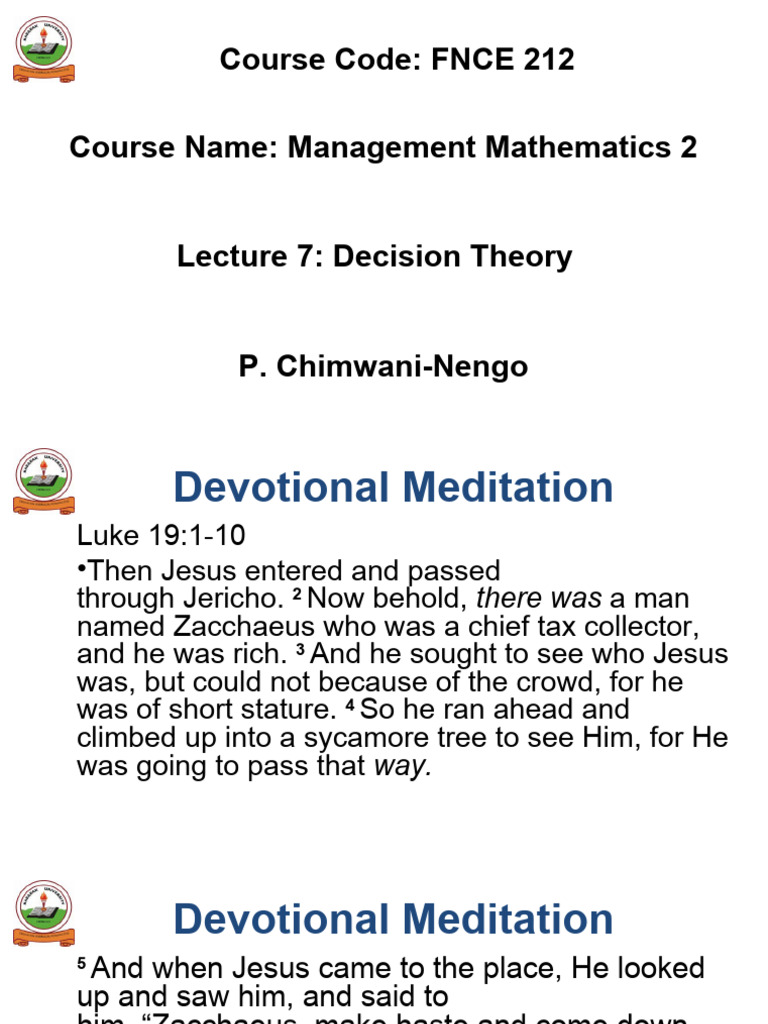 Decision Theory and Tree Methods | PDF | Decision Making | Jesus