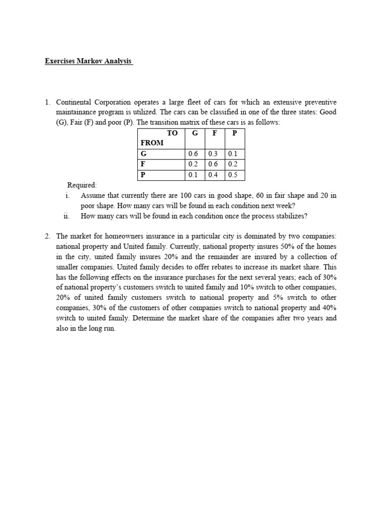 End of Topic Questions Markov, I-O Analysis | PDF | Input–Output Model | Economics