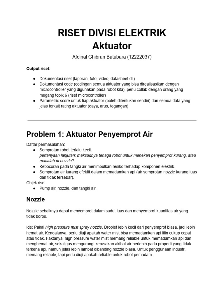 Riset Aktuator Robot Pemadam Api | PDF | Sains & Matematika | Teknologi ...