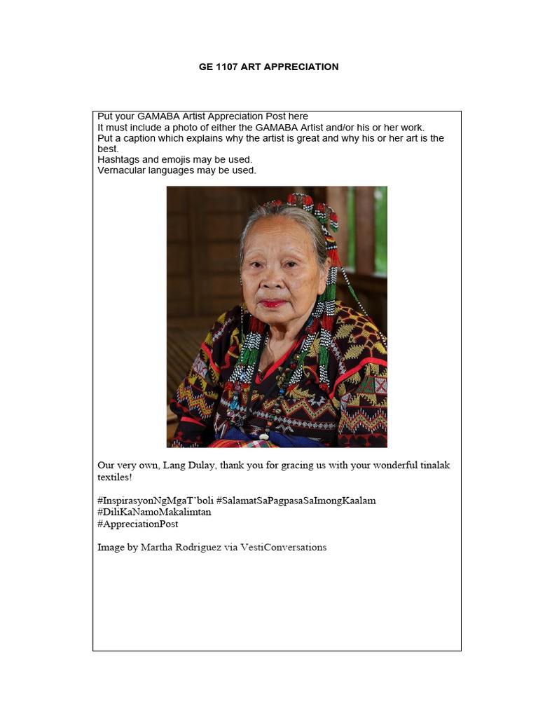 GAMABA Artist Lang Dulay Tribute Post | PDF | Cooking, Food & Wine