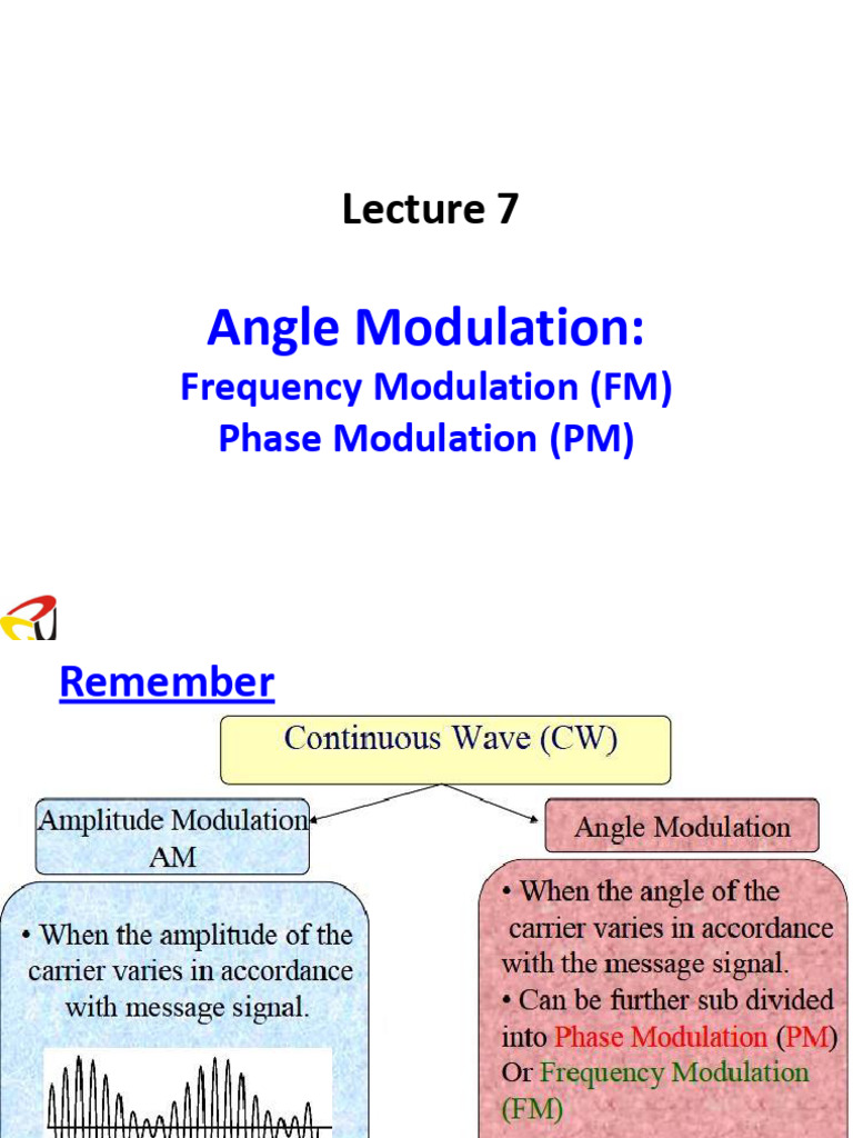 Angle Modulation Notes Pdf Frequency Modulation Modulation