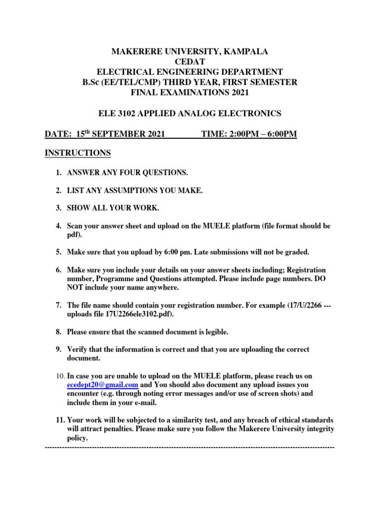 Applied Analogue Electronics Questions | PDF | Operational Amplifier | Amplifier