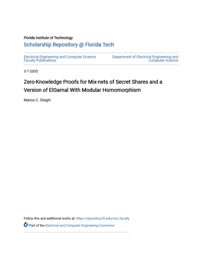 Zero-Knowledge Proofs For Mix-Nets of Secret Shares and A Version | PDF ...