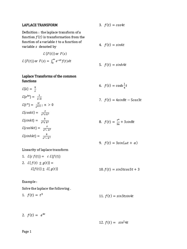 Laplace Transform | PDF | Laplace Transform | Mathematical Objects