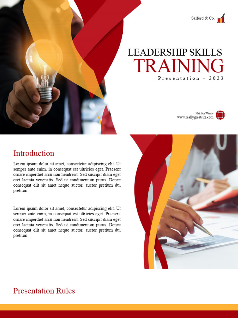 Red and Yellow Modern Leadership Skills Training Presentation | PDF