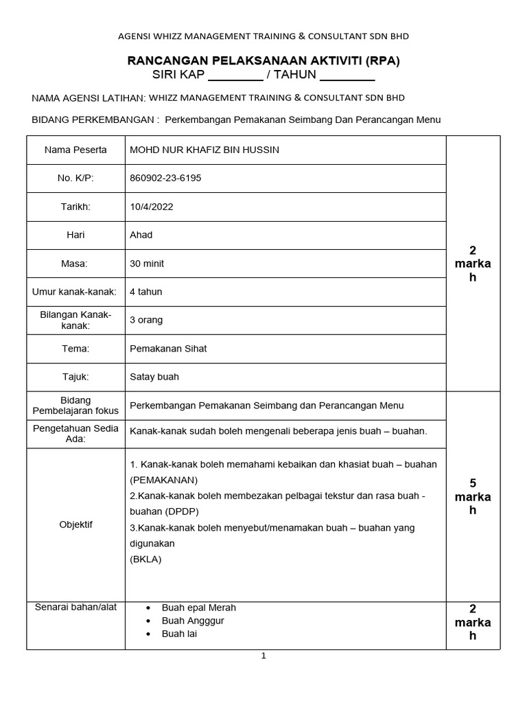 Rpa Pemakanan Seimbang | PDF