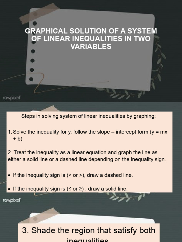 Graphical Solution of A System of Linear Inequalities (Day 4) | PDF