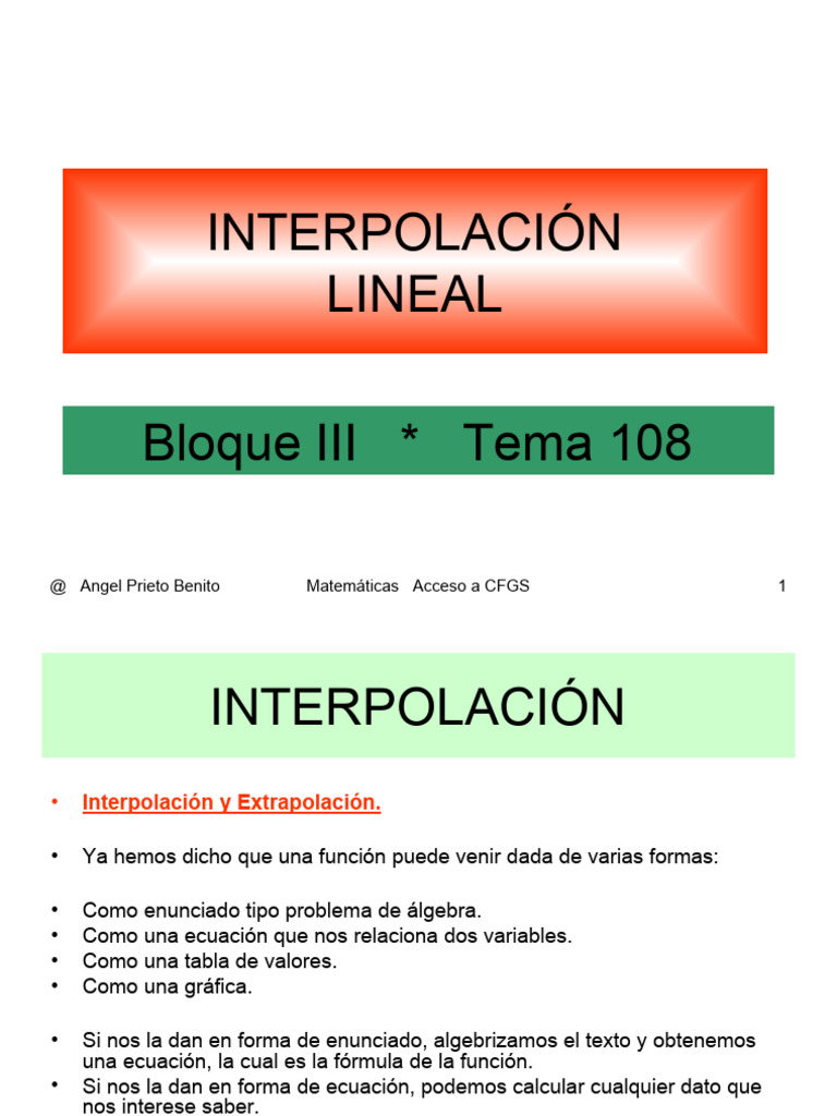 Interpolación y Extrapolación Lineal | PDF | Linealidad | Ecuaciones