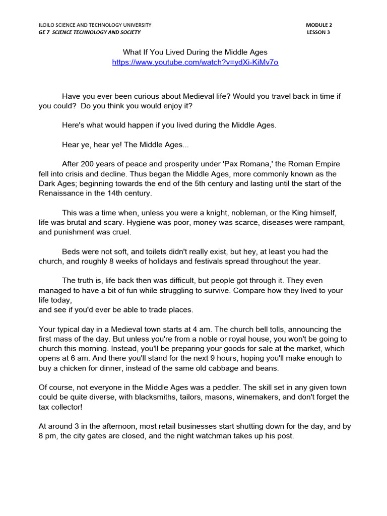 12B What If You Lived Middle Ages | PDF | Middle Ages | Black Death
