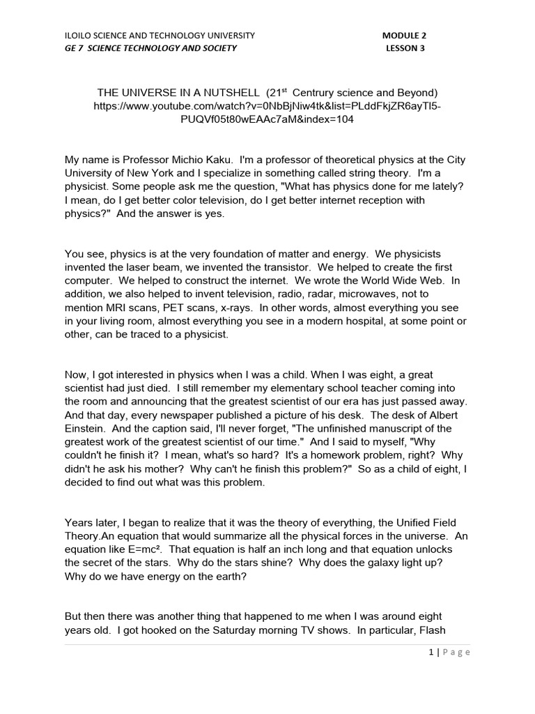 17 Transcript The Universe in A Nutshell | PDF | Force | Physics