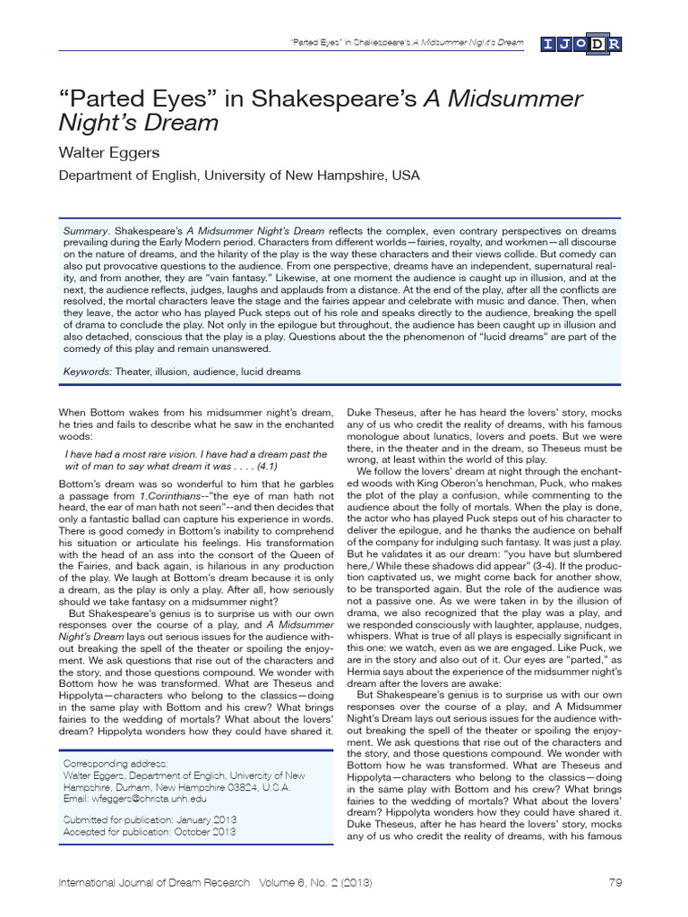 Parted Eyes - AMND | PDF | A Midsummer Night's Dream | Dream