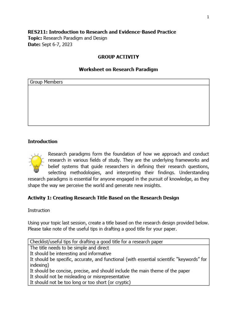 Worksheet Research Paradigm | Download Free PDF | Paradigm ...