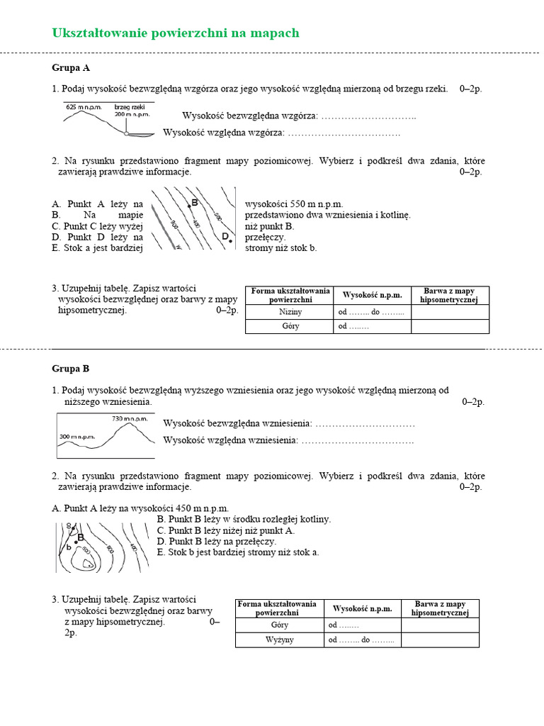 Kartkowka Uksztaltowanie Powierzchni Na Mapach | PDF Kartkowka Uksztaltowanie Powierzchni Na Mapach | PDF