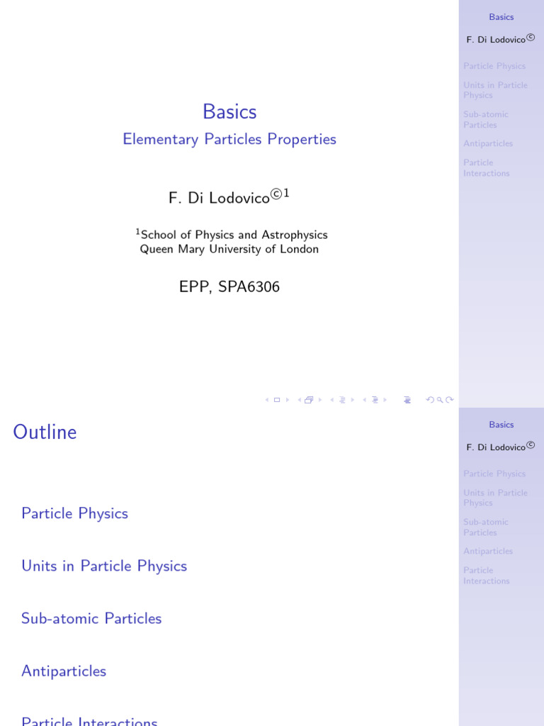 Basics | PDF | Particle Physics | Quark
