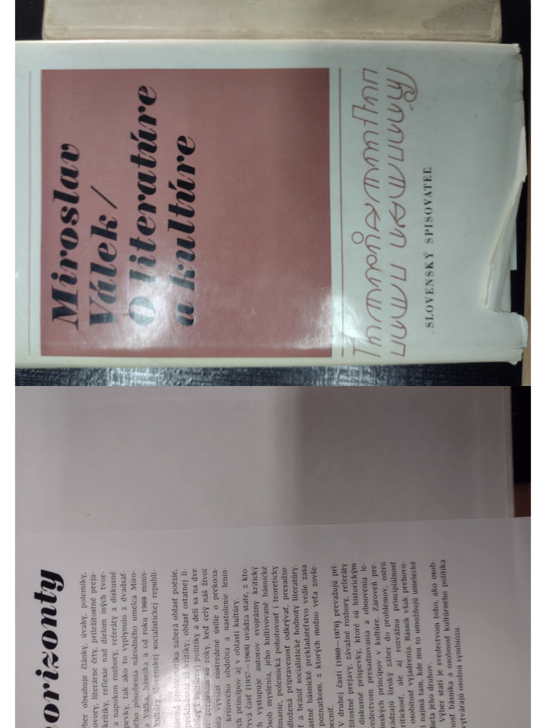 Miroslav Válek: O Literatúre A Kultúre | PDF