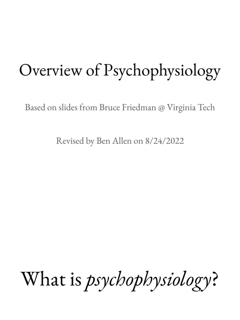 Overview of Psychophysiology | PDF | Behavioral Neuroscience | Neuroscience