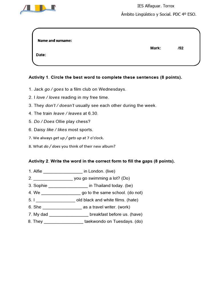 Exam Unit 1 ASL. 4º DIVER | PDF